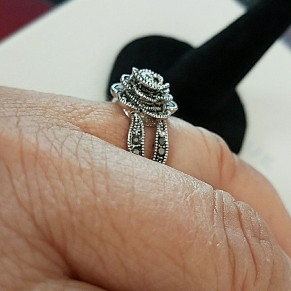 Jewelry | 3d Rose Marcasite Silver Ring New | Poshmark